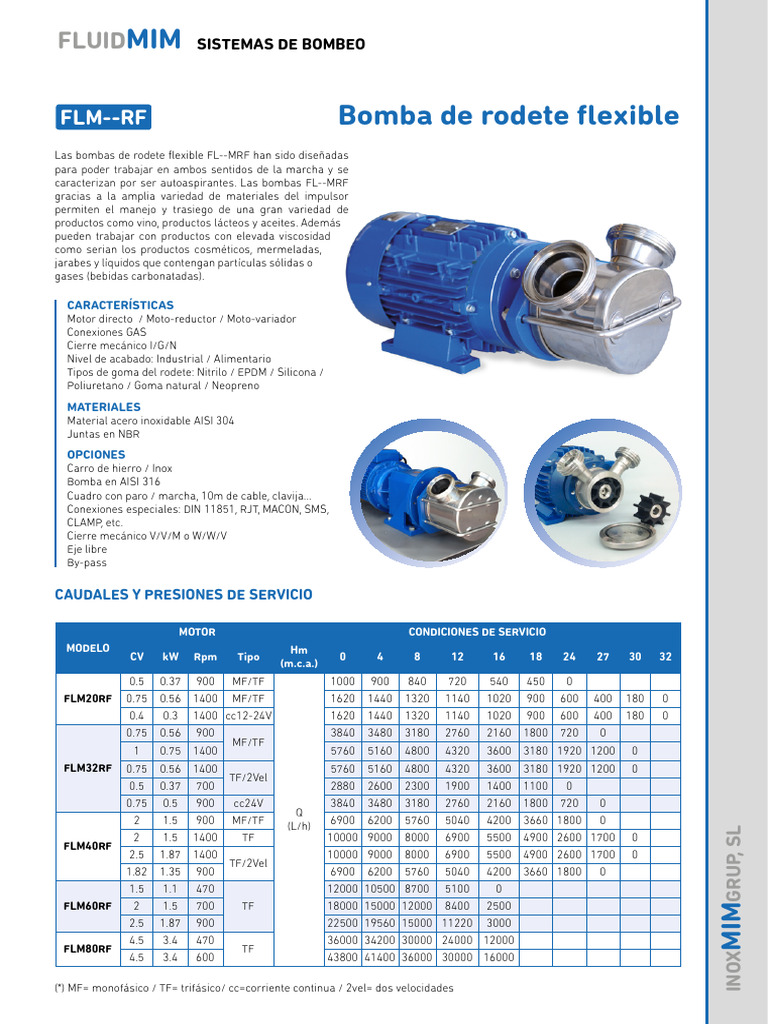 Ficha Tecnica Bomba FLM-RF | PDF