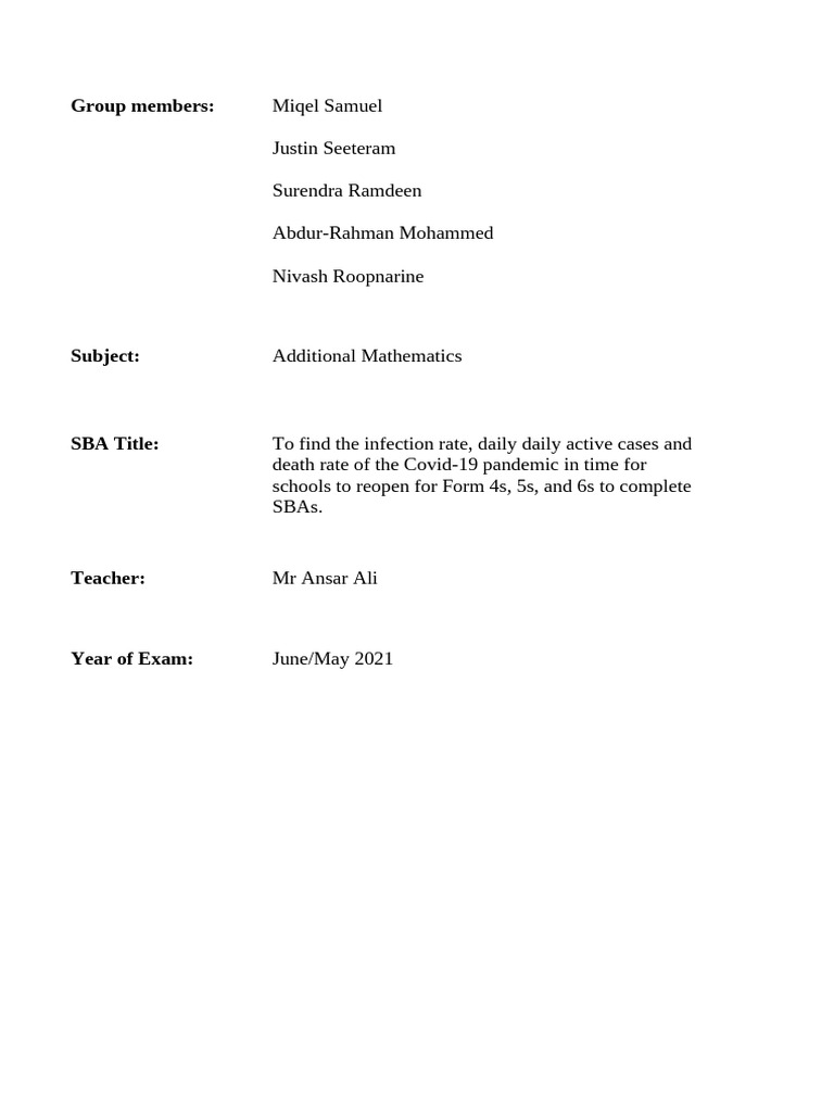 Group 2 Add Maths SBA | PDF