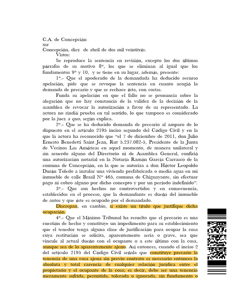 Fallo CA JJVV Precario | PDF
