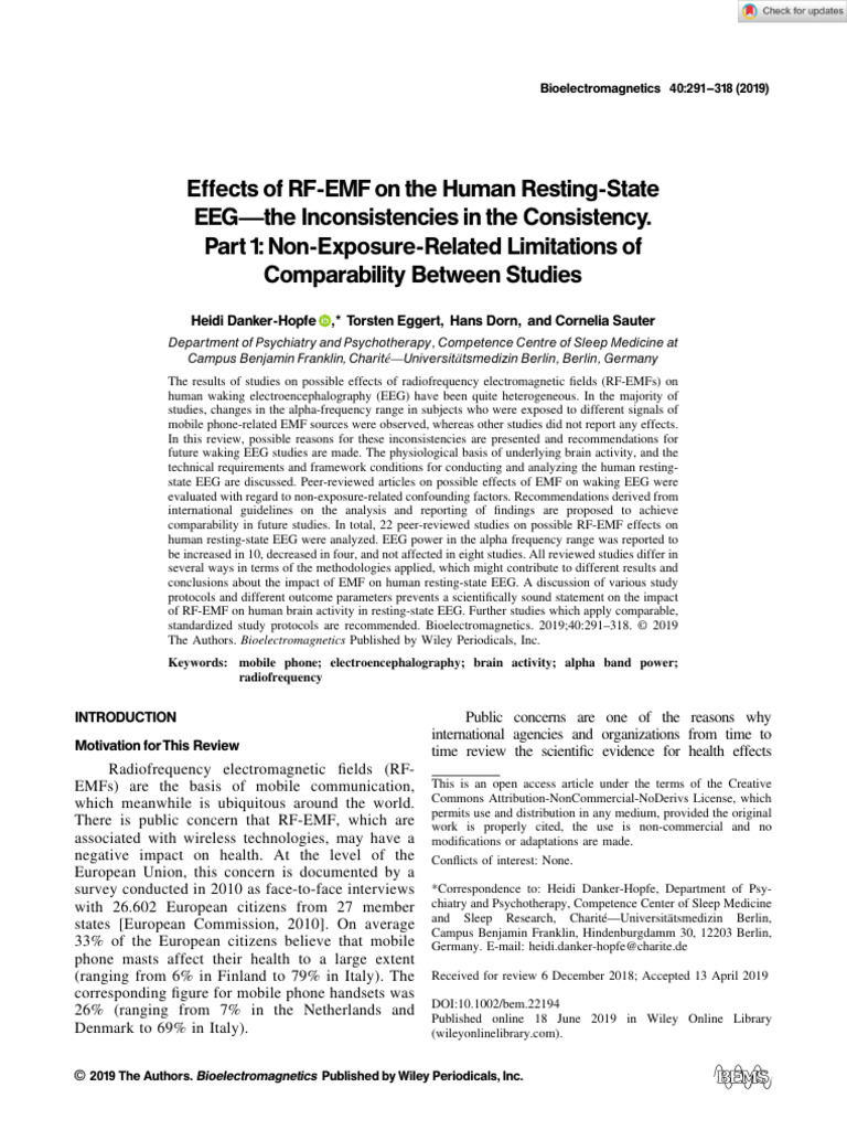 Bioelectromagnetics - 2019 - Danker Hopfe - Effects of RF EMF On The ... Bioelectromagnetics - 2019 - Danker Hopfe - Effects of RF EMF On The ...