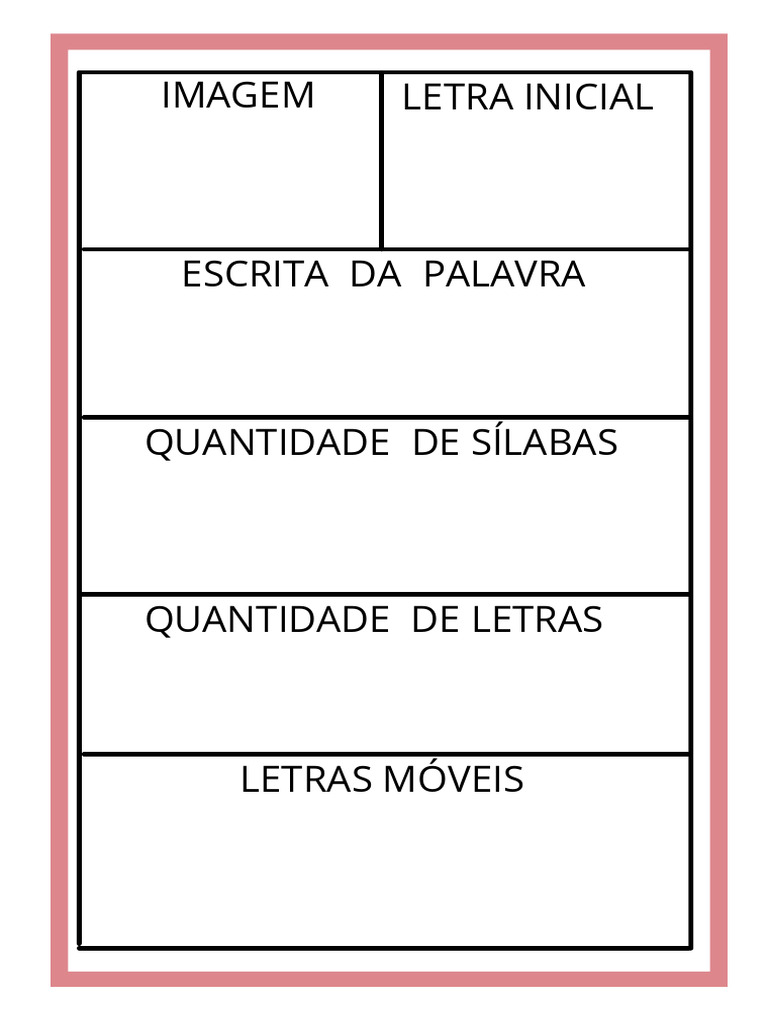 Ficha para Preencher Sílabas Letra Inicial | PDF