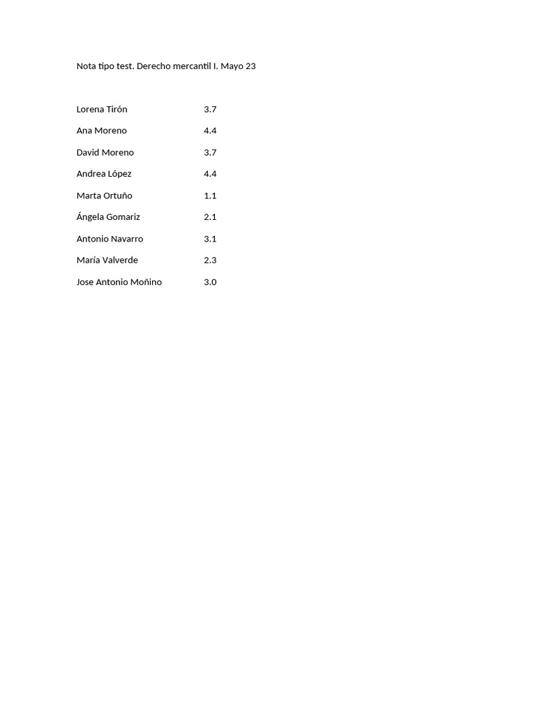 Nota Tipo Test 2 | PDF