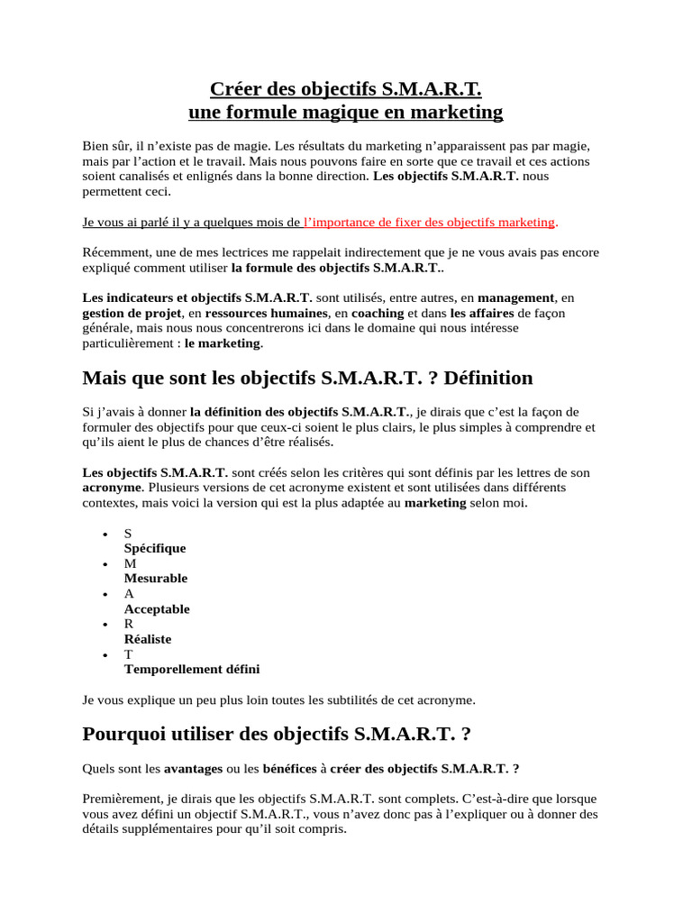 Objectif Smart | PDF