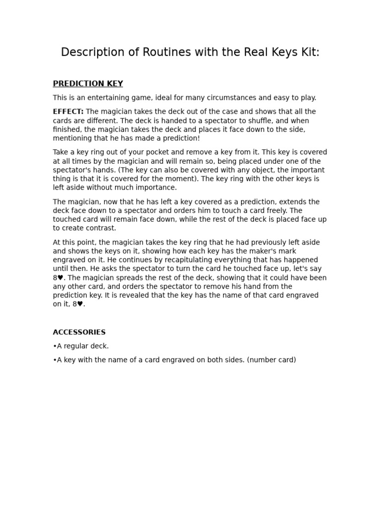 Description of Routines With The Real Keys Kit | PDF