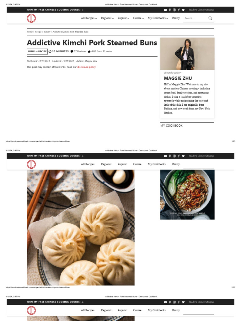 Addictive Kimchi Pork Steamed Buns - Omnivore's Cookbook | PDF