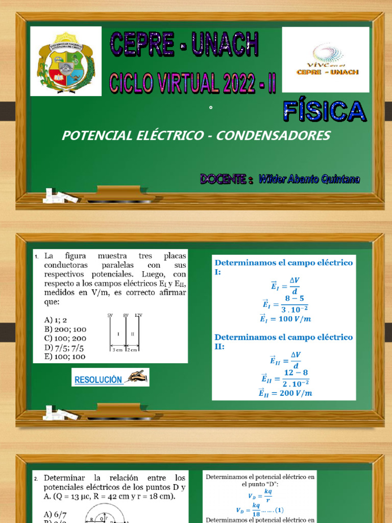SEM. 11 - POTENCIAL ELÉCTRICO Y CONDENSADORES - PRÁCTICA | PDF