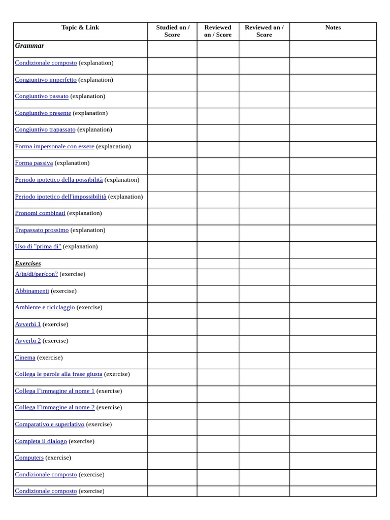 Form for Italian lessons | PDF