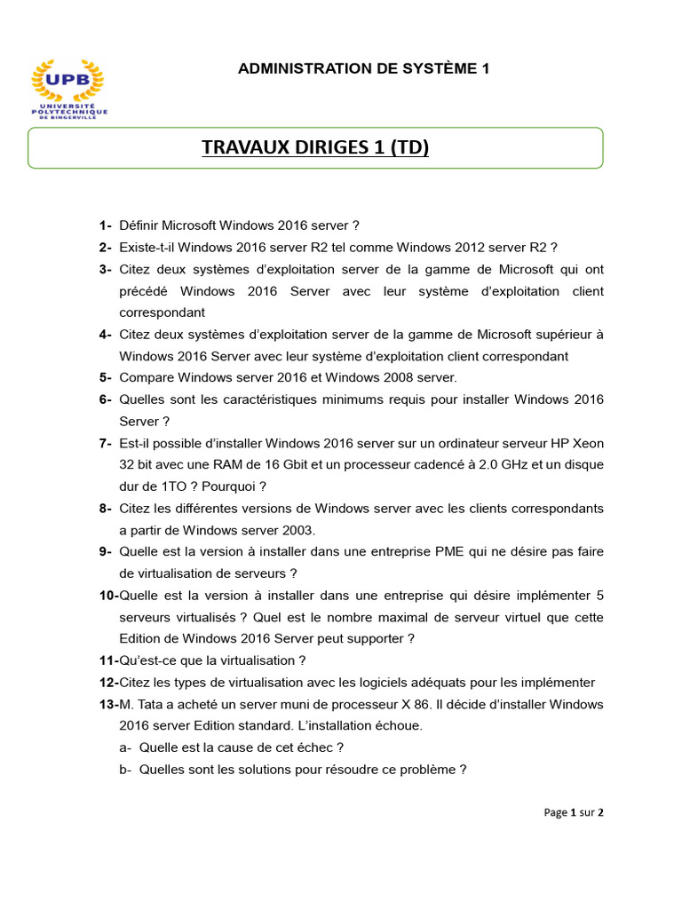 TD Administration Systeme | PDF