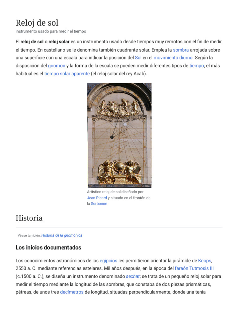 Reloj de Sol - Wikipedia, La Enciclopedia Libre | PDF
