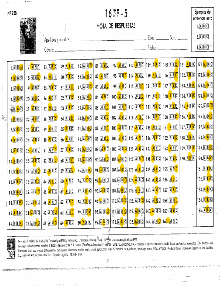 Hoja de Respuestas 16PF-5 | PDF