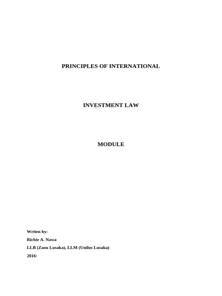 LLB 312 - Investment Law Course Outline | PDF | Economies