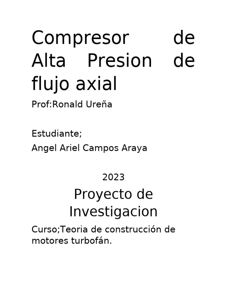 Compresor de Alta Presion de flujo axial | PDF