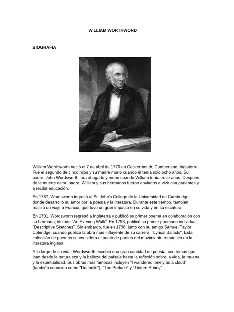 William Worthword | PDF | Samuel Taylor Coleridge | Classics