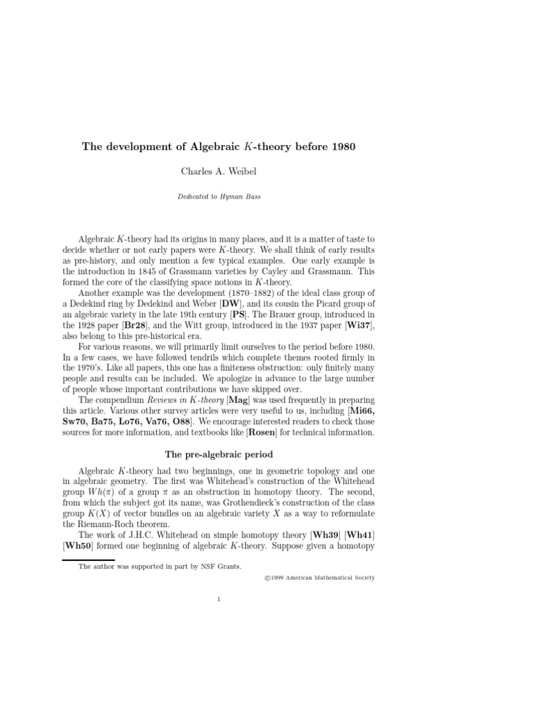 The Development of Algebraic K-Theory Before 1980 | PDF | Ring ...