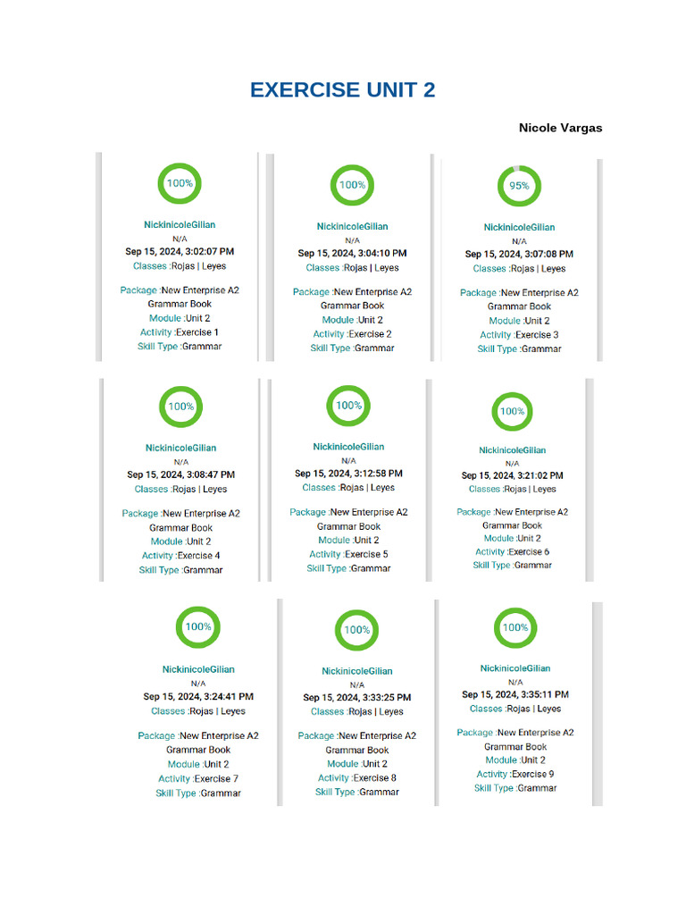 Exercise Unit 2 | PDF