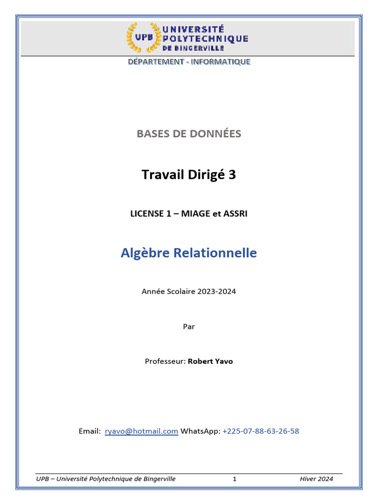 TD3 - L1 Miage Assri 2024 | PDF