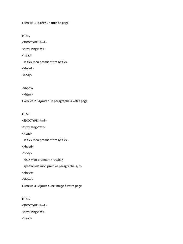Exercices HTML | PDF