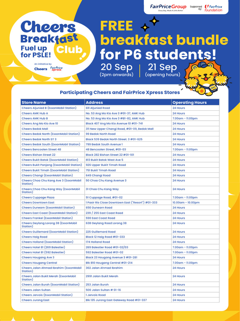 Cheers Breakfast Bundle Participanting Stores List | PDF