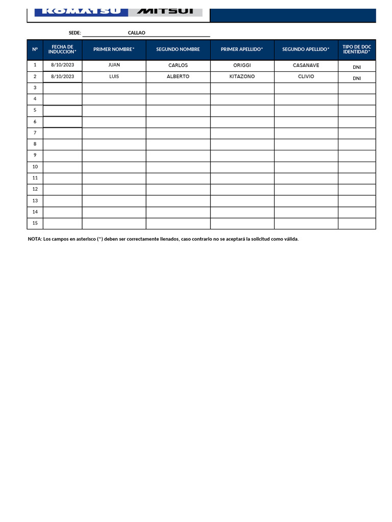 Lista de Personal Para Induccion SSOMA KMMP | PDF Lista de Personal Para Induccion SSOMA KMMP | PDF