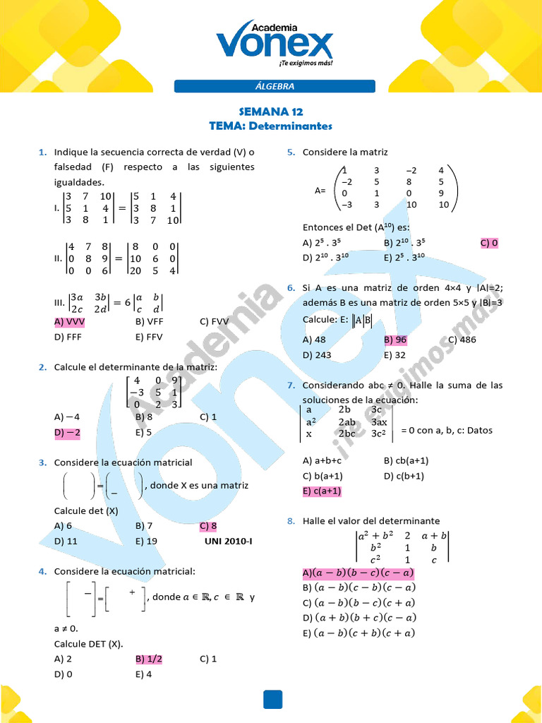 Algebra Sem.12 | PDF