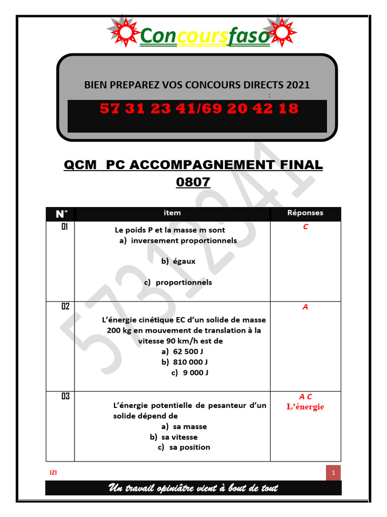 QCM PC Accompagnement Final 0807 | PDF