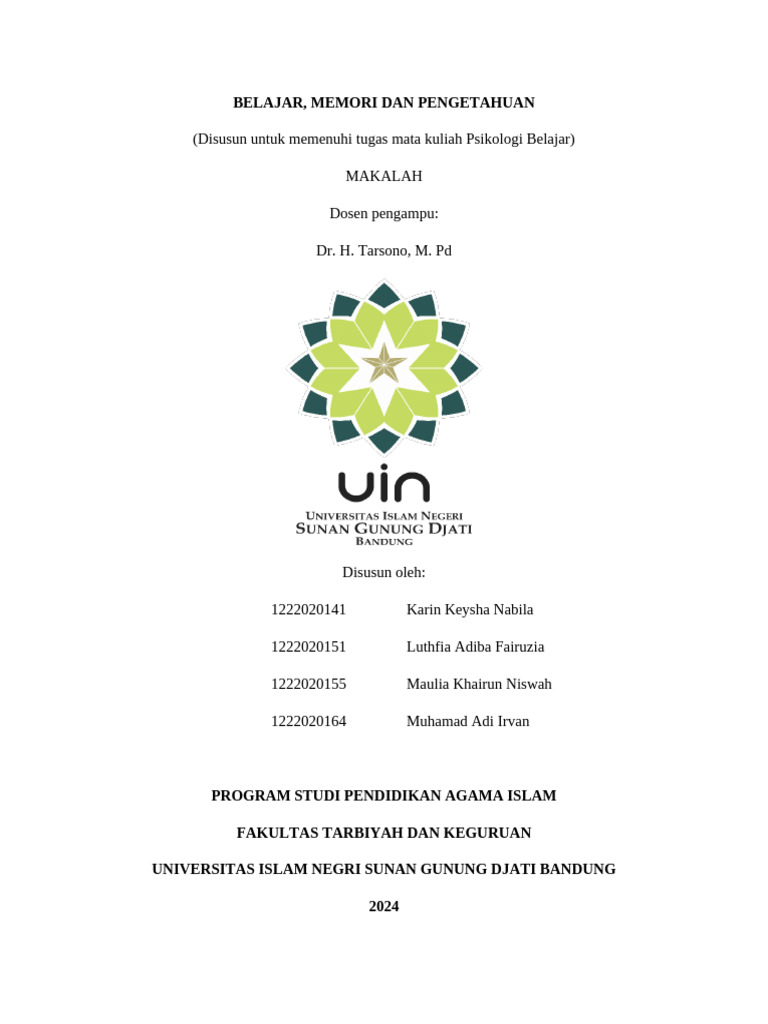 Psikologi Belajar Kelompok 3 | PDF