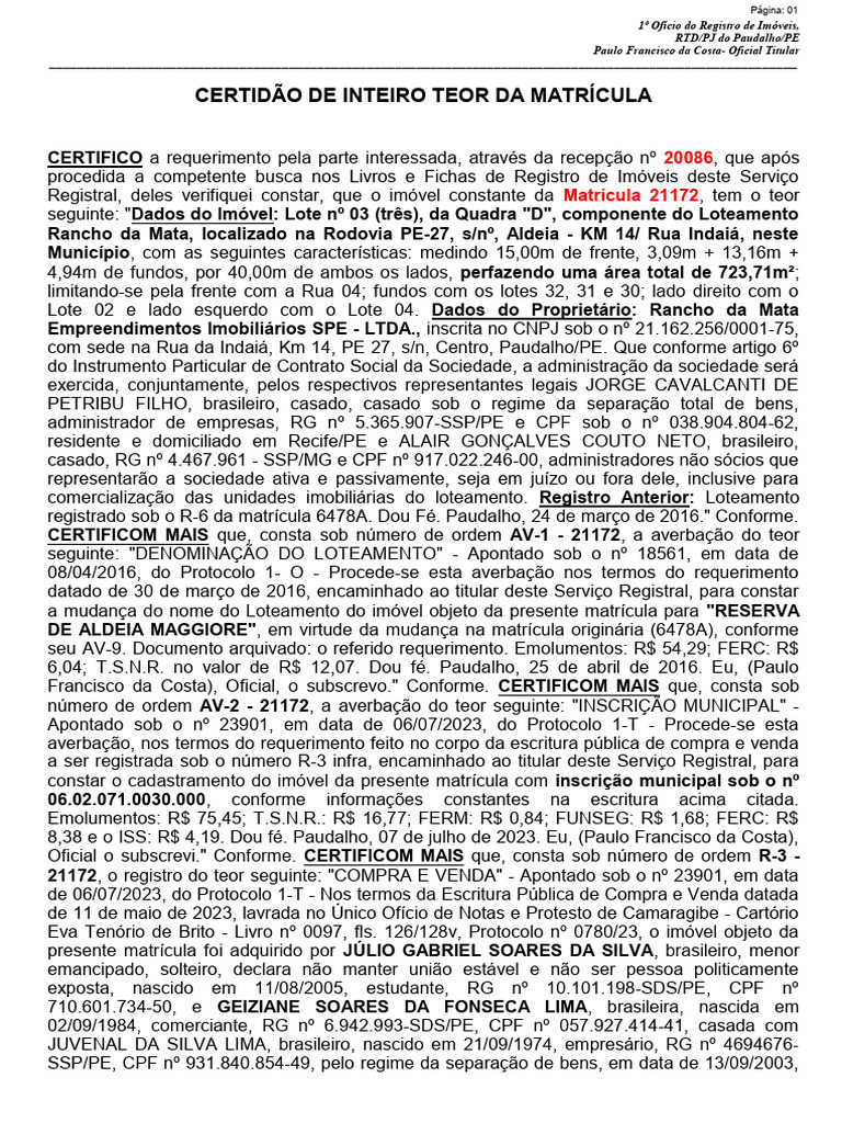 Rgi - Paudalho | PDF