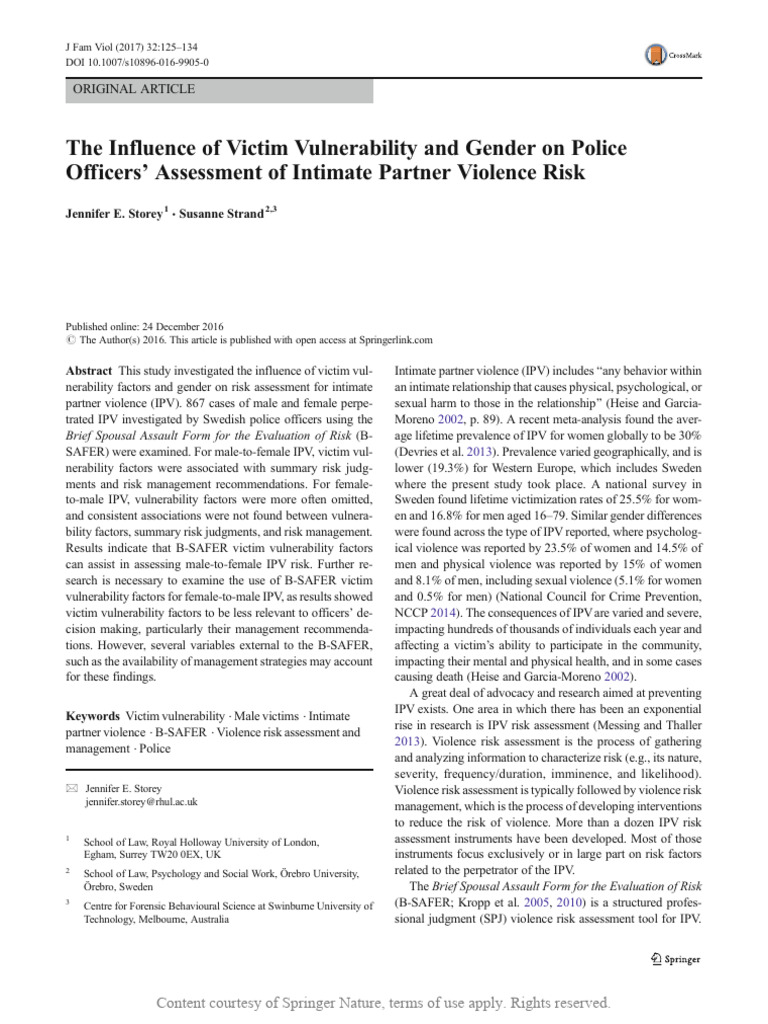 The Influence of Victim Vulnerability and Gender o | PDF
