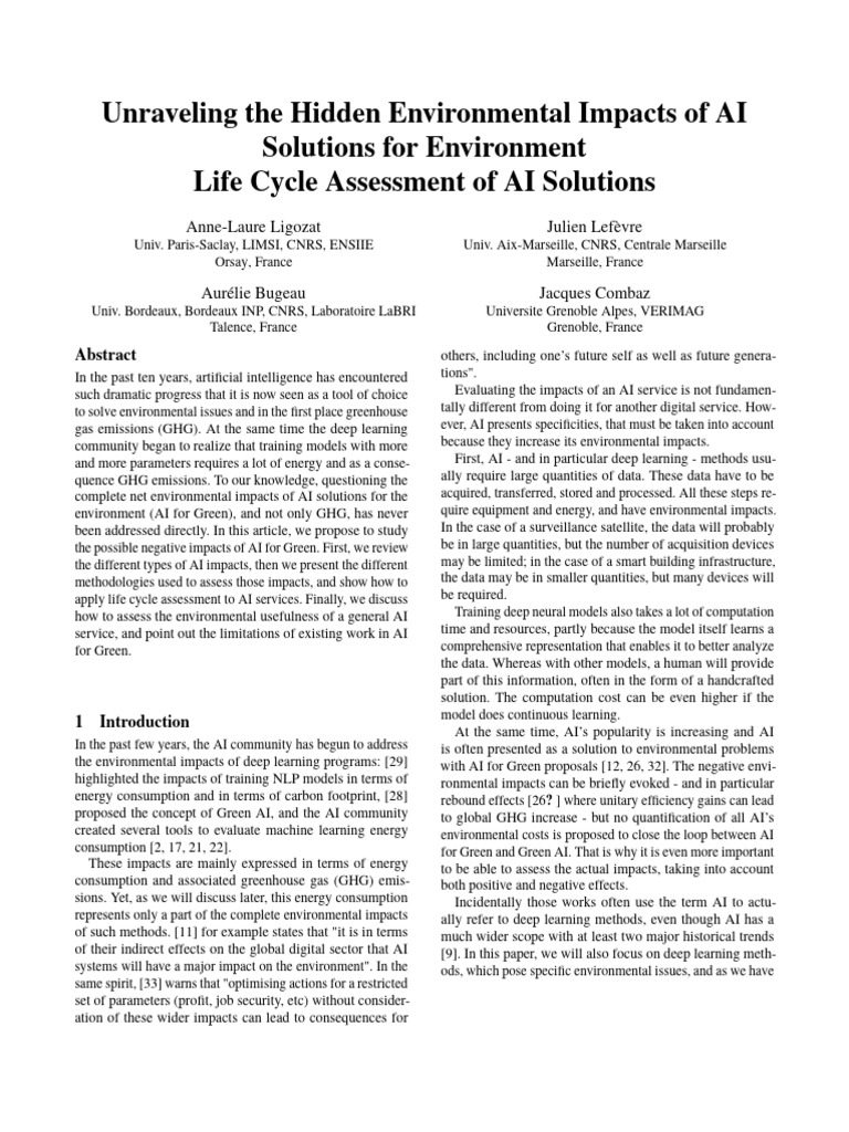 Unraveling The Hidden Environmental Impacts of AI Solutions For ...