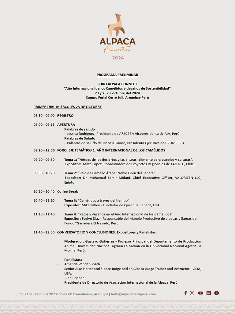 Programa Preliminar Alpaca Connect 2024 09.09 | PDF