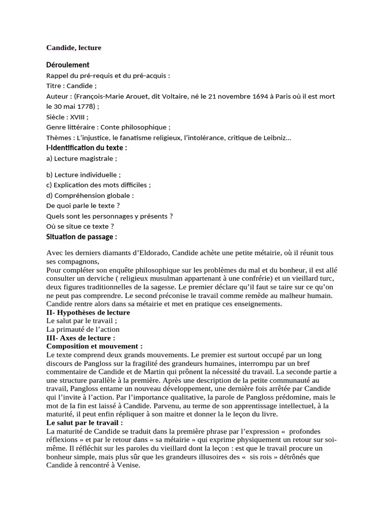 Candide, Lecture | PDF