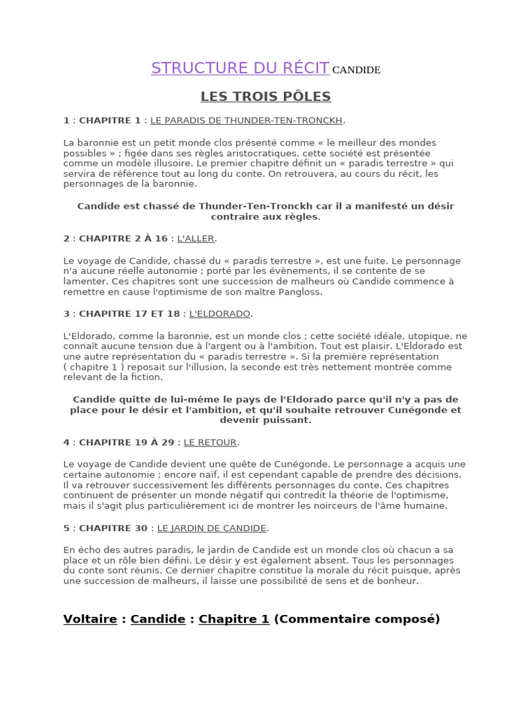 STRUCTURE DU RÉCIT CANDIDE | PDF