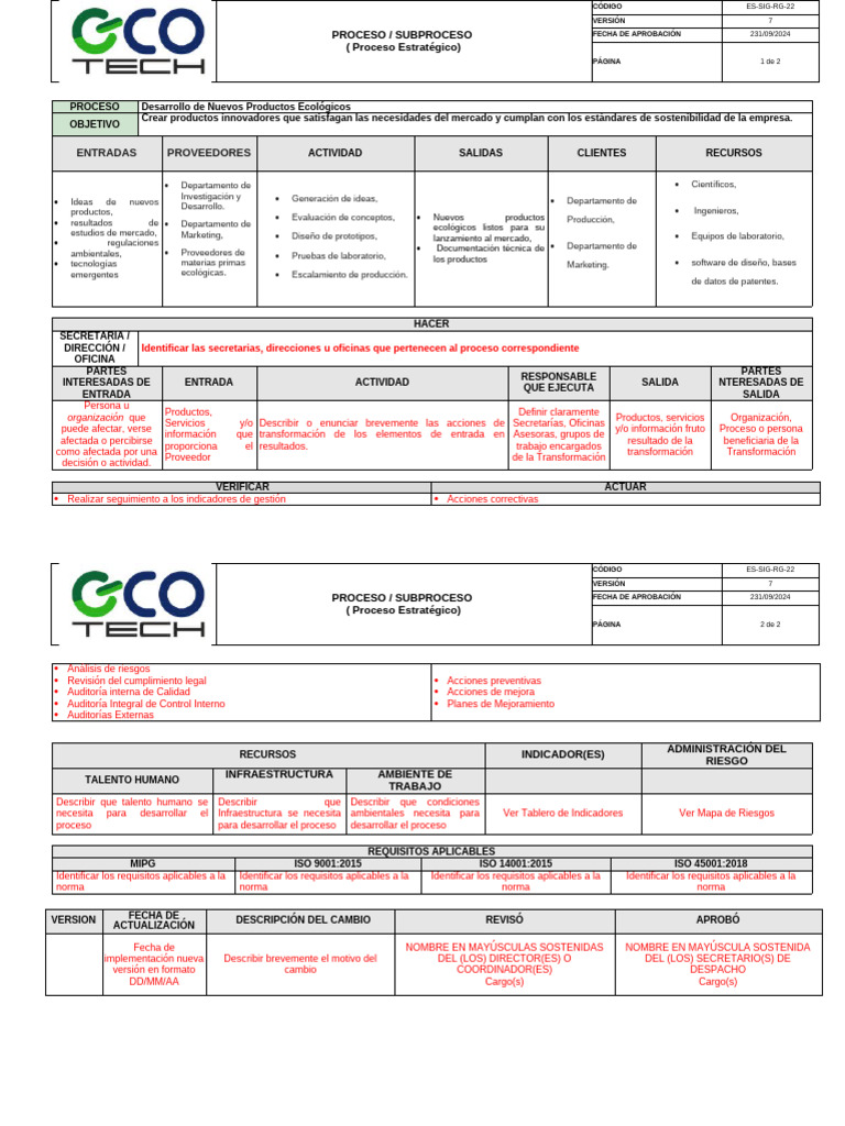 _formato_caracterización de procesos | PDF