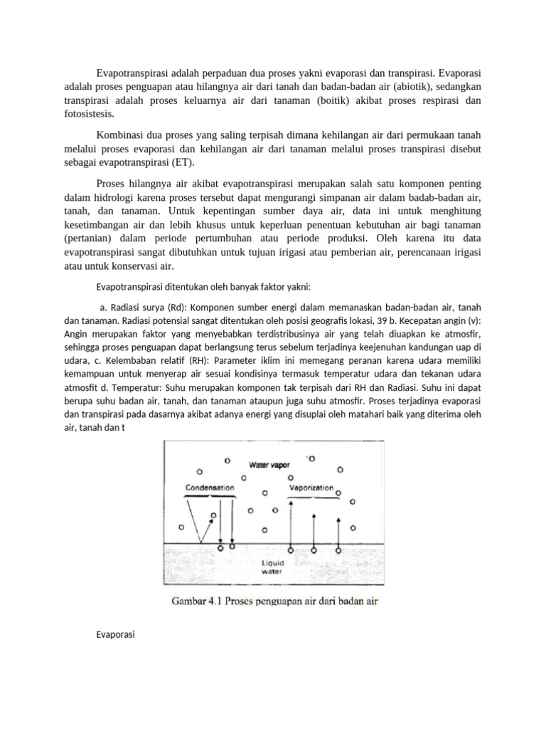 Evaporasi Dan Evapotranspirasi | PDF