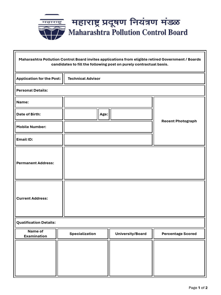 MPCB TA Recruitment Form (1) (1) | PDF