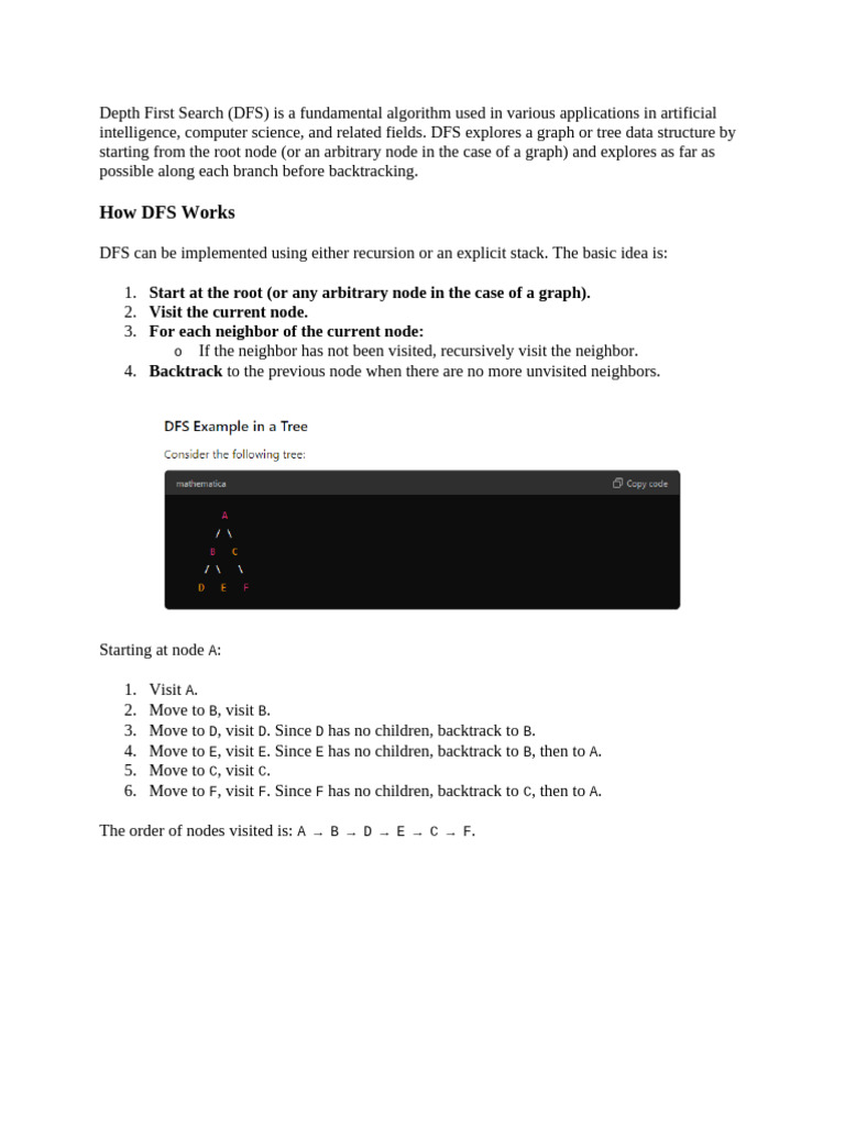 DFS WITH EXAMPLE | PDF