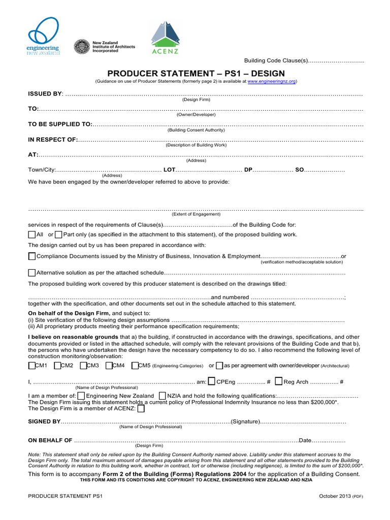 Producer Statement ps1 2013 | PDF