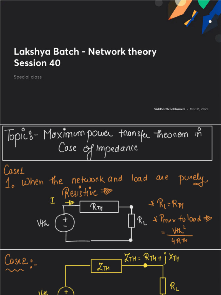 Lakshya Batch Network Theory Session 40 With Anno | PDF