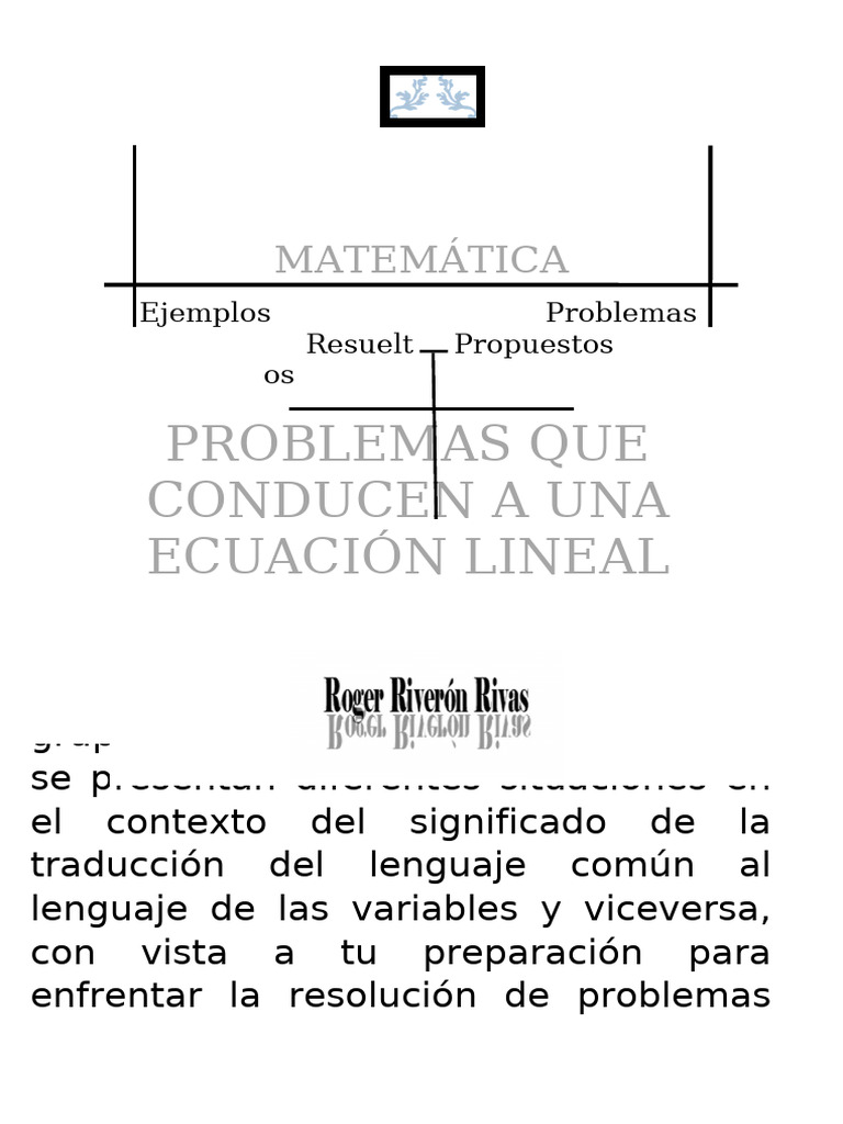 Problemas Que Conducen A Ecuaciones Lineales | PDF