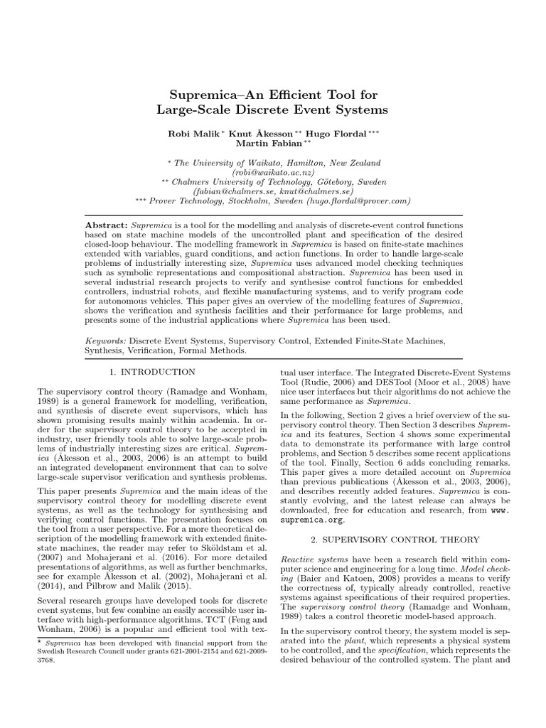 Supremica IFAC 2017 | PDF