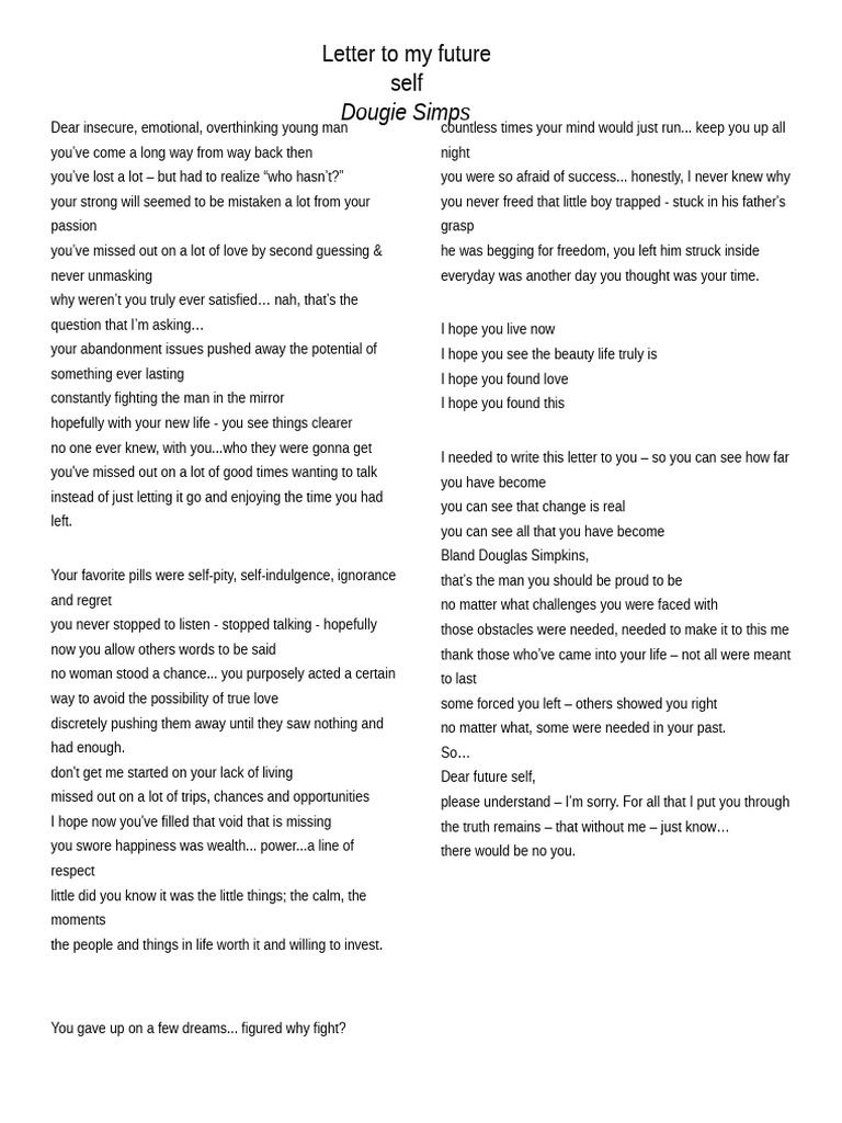 Letter To My Future Self | PDF | Self-Improvement | General Fiction