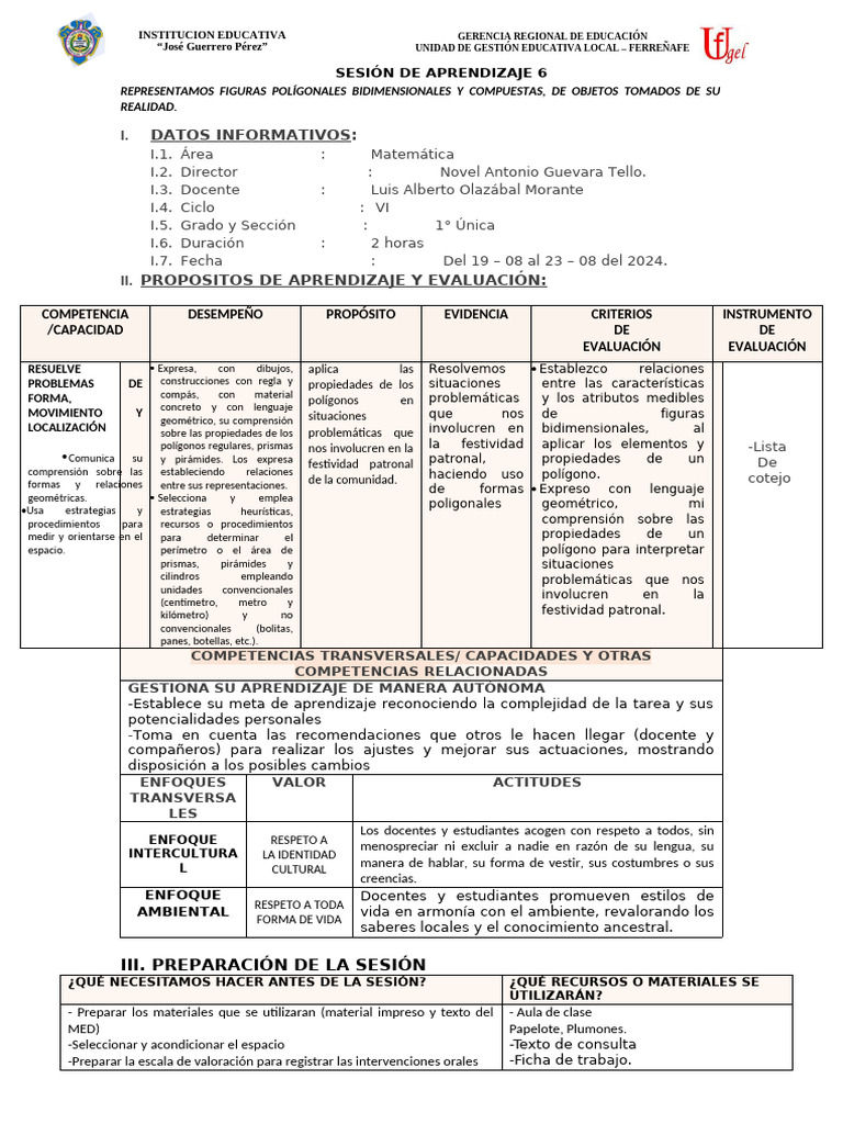 Sesión 6 - Actv 6 - Unid 5 - 1°. | PDF