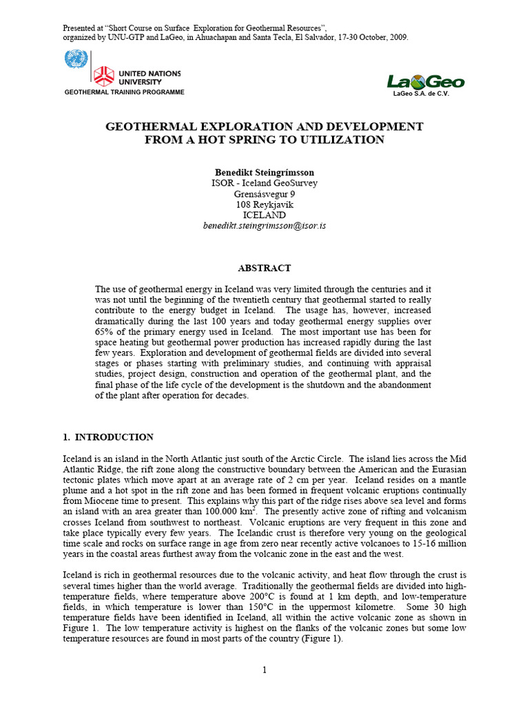 Geothermal Exploration and Development From A Hot Spring To Utilization ...
