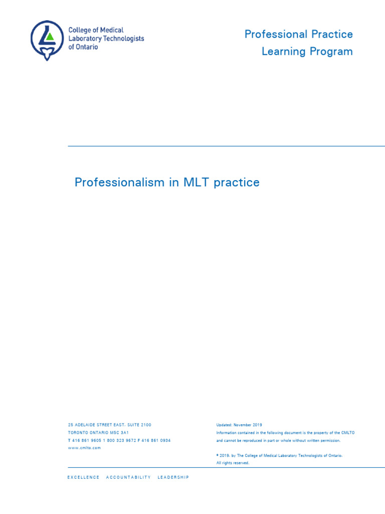 Professionalism in MLT Practice | PDF | Health Care | Behavior