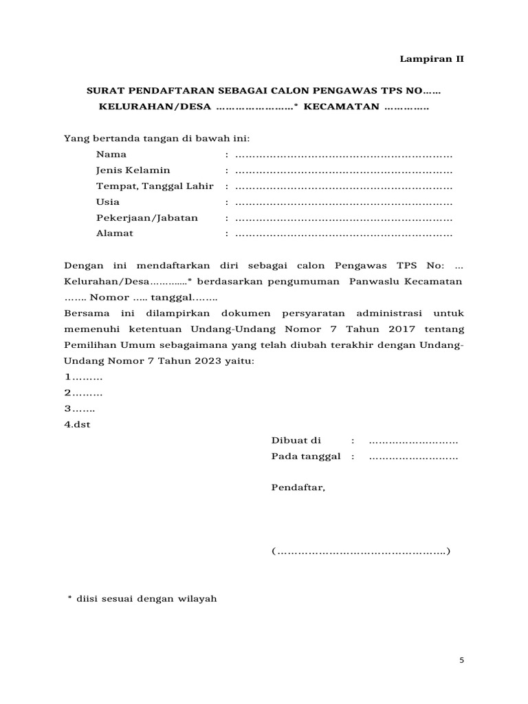 Surat Pendaftaran. | PDF