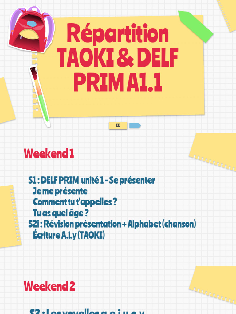 Répartition TAOKI Et DELF PRIM A1.1 | PDF