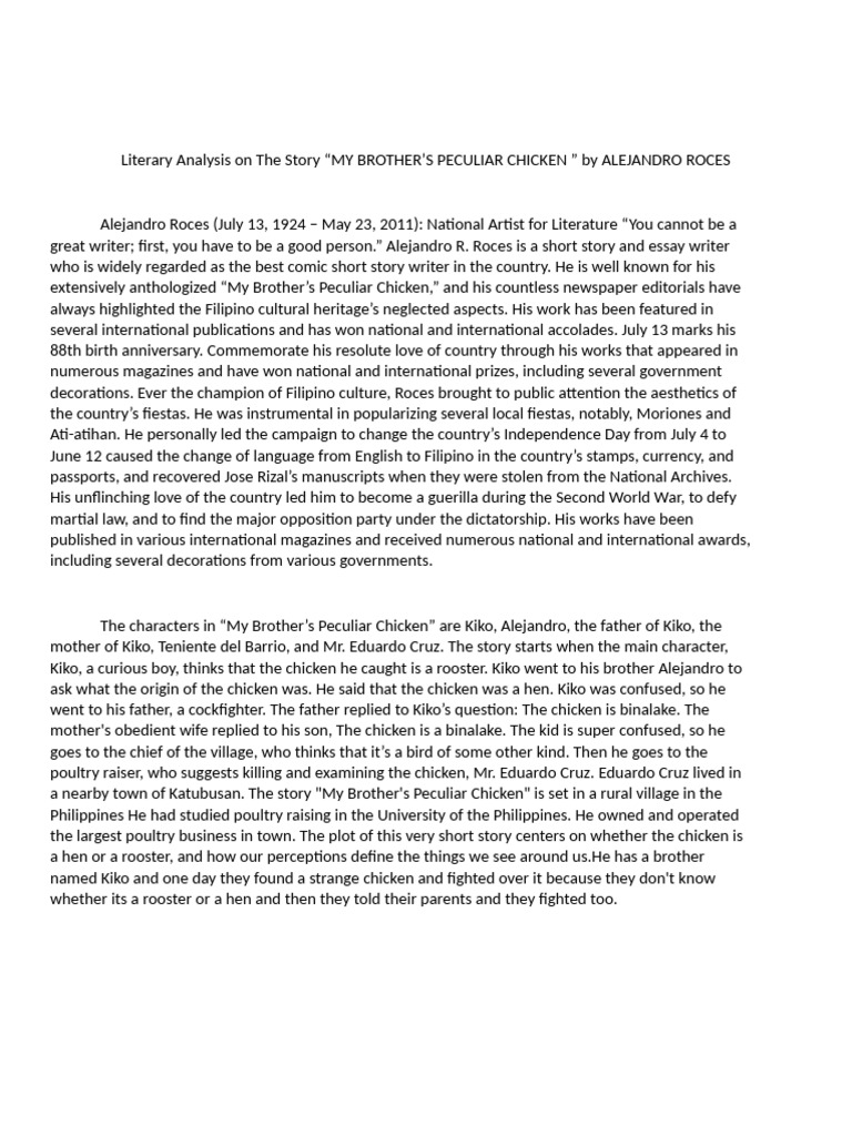 Literary Analysis On The Story | PDF