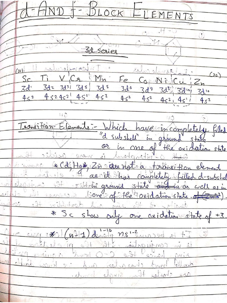 D Block Elements Handwriting Notes - 1 | PDF