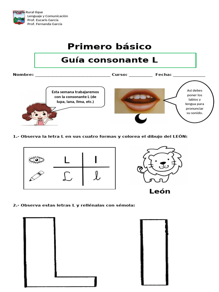 Guia de La Consonante L | PDF | Escritura | Lingüística