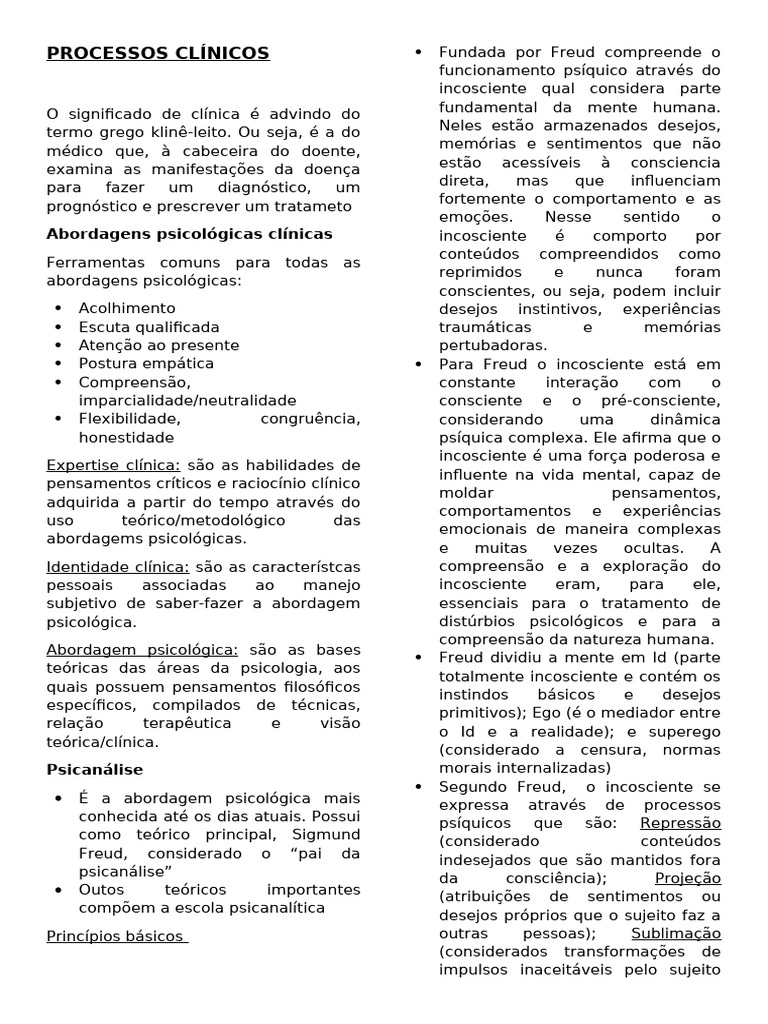 PROCESSOS CLÍNICOS Anotações | PDF